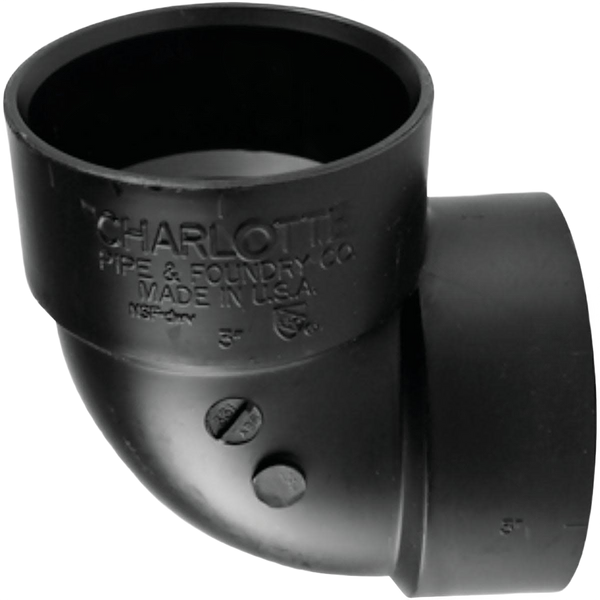 Charlotte Pipe 3" Hub x Hub 90° Vent ABS Elbow for Plumbing – Hartville ...